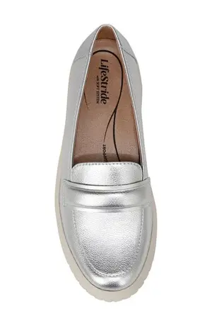 LIFESTRIDE Geneva Platform Sneakers - Silver
