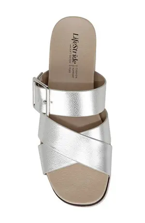LIFESTRIDE Getaway Platform Slide Sandal - Silver