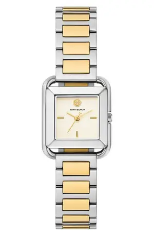 Tory Burch Tory Burch Kira Square Bracelet Watch Two Tone