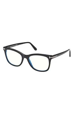 TOM FORD 52mm Square Eyeglasses - Black Eco / T Logo
