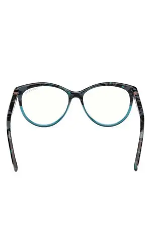 TOM FORD Round Frame Blue Light Blocking Glasses - Havana / Teal / T Logo