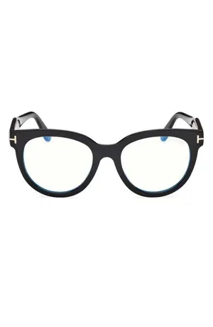 TOM FORD TOM FORD 52mm Butterfly Blue Light Blocking Eyeglasses Black