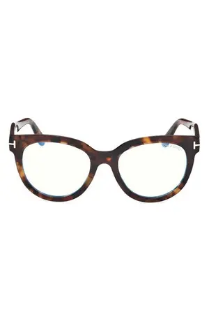 TOM FORD 52mm Butterfly Blue Light Blocking Eyeglasses - Havana