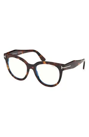 TOM FORD 52mm Butterfly Blue Light Blocking Eyeglasses - Havana