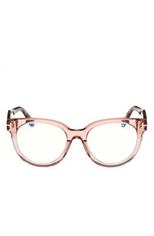 TOM FORD 52mm Butterfly Blue Light Blocking Eyeglasses - Rose Havana