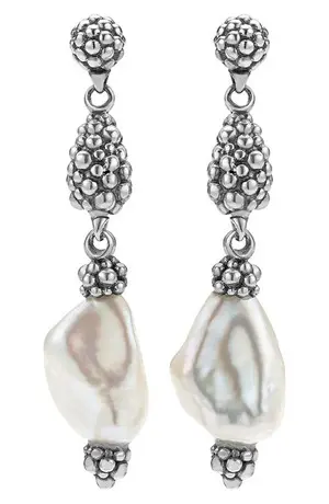 Lagos Luna Keshi Pearl Drop Earrings - Silver