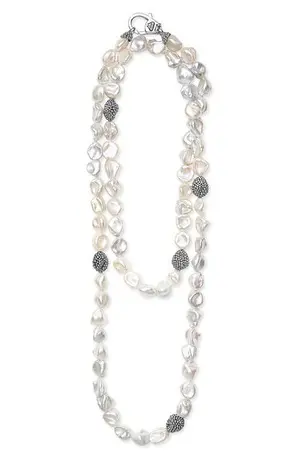 Lagos Luna Keshi Pearl Nugget Necklace - Silver