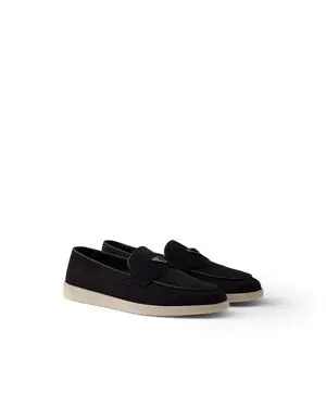 Prada Suede Loafers With Enameled Triangle Logo - Black