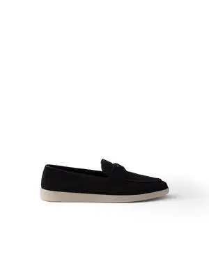 Prada Suede Loafers With Enameled Triangle Logo - Black