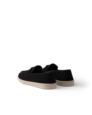 Prada Suede Loafers With Enameled Triangle Logo - Black