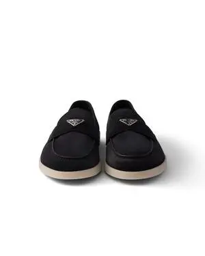 Prada Suede Loafers With Enameled Triangle Logo - Black
