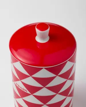 Prada Porcelain Scented Candle Checkerboard - White/red