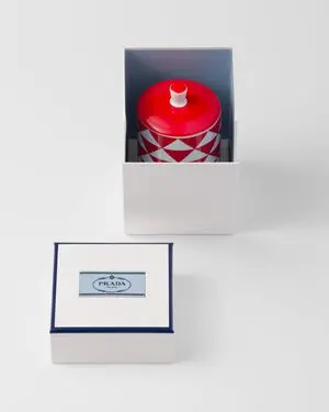 Prada Porcelain Scented Candle Checkerboard - White/red