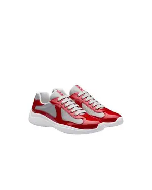 Prada Patent Leather And Technical Fabric America's Cup Sneakers - Red