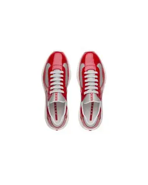 Prada Patent Leather And Technical Fabric America's Cup Sneakers - Red