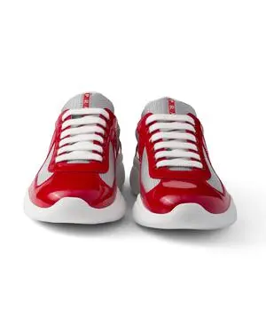 Prada Patent Leather And Technical Fabric America's Cup Sneakers - Red