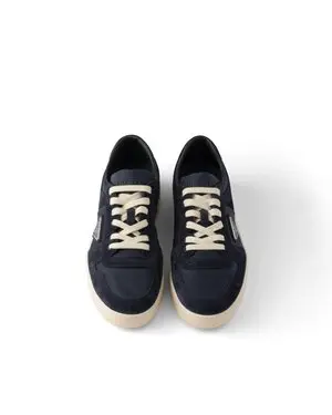 Prada Downtown Re-nylon And Suede Sneakers - Blue