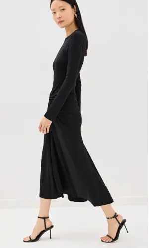 Victoria Beckham Long Sleeve Gathered Midi Dress