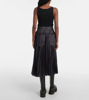 Sacai Denim Pleated Midi Skirt
