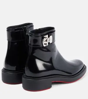 CHRISTIAN LOUBOUTIN Urban Booty Lock Polished Leather Ankle Boots