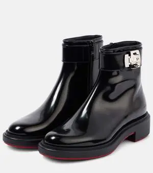 CHRISTIAN LOUBOUTIN Urban Booty Lock Polished Leather Ankle Boots