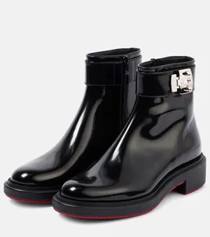 CHRISTIAN LOUBOUTIN Urban Booty Lock Polished Leather Ankle Boots