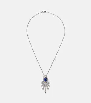 Yeprem 18kt White Gold Diamond And Sapphire Necklace - Silver