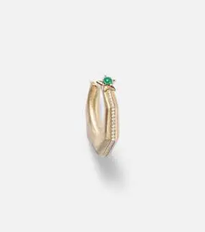 MARIE LICHTENBERG Baba Large Single Earring With Diamonds And Emerald - Gold