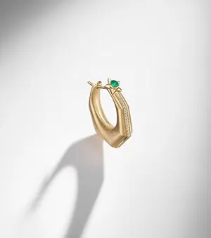 MARIE LICHTENBERG Baba Large Single Earring With Diamonds And Emerald
