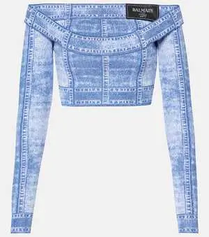 Balmain Trompe L'oeil Cropped Top - Blue