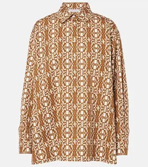 Max Mara Max Mara Gallura Printed Cotton Shirt Orange