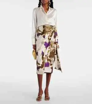 Max Mara Dritto Printed Silk Wrap Skirt - Multicoloured