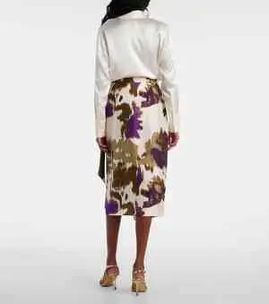 Max Mara Dritto Printed Silk Wrap Skirt - Multicoloured