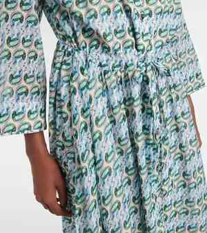 Tory Burch Printed Silk And Cotton Midi Dress