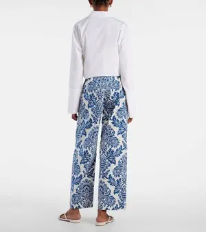 Max Mara Merano Wide-leg Cotton Pants - Blue