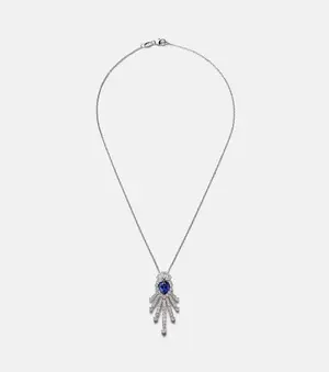 Yeprem 18kt White Gold Necklace With Diamonds And Sapphire - Silver