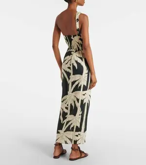 Johanna Ortiz Printed One-shoulder Midi Dress - Black