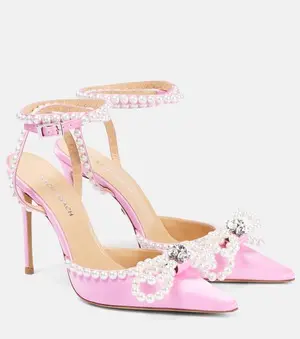 Mach & Mach Double Bow 110 Embellished Pumps - Pink