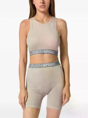 PLEIN SPORT Ribbed Seamless Training Sports Bra - Neutrals
