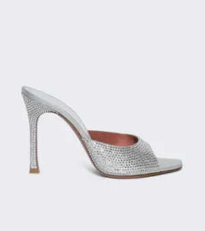 Amina Muaddi Alexa Crystal Slipper Sandals Satin
