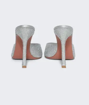 Amina Muaddi Alexa Crystal Slipper Sandals Satin