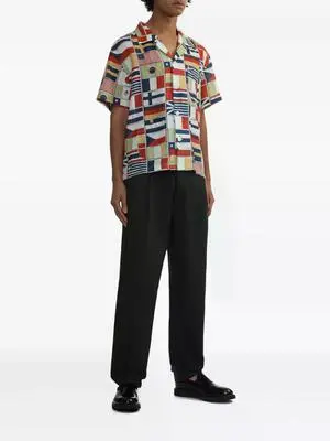 BODE Flag-print Linen Shirt - Neutrals