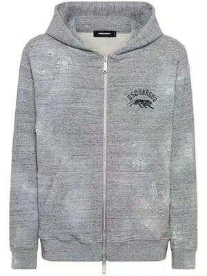 Dsquared2 Distressed Zip-up Hoodie