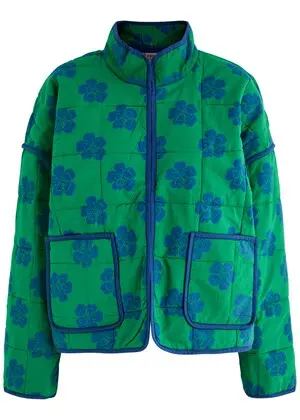 Free People Chloe Floral-print Quilted Cotton Jacket - Green