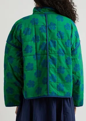 Free People Chloe Floral-print Quilted Cotton Jacket - Green