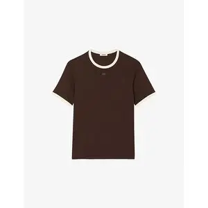 Sandro Branded Contrast-trim Cotton-jersey T-shirt S Bruns