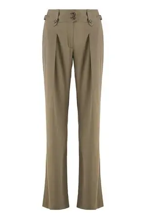 TOM FORD High-Waisted Straight-Leg Silk Trousers Brown
