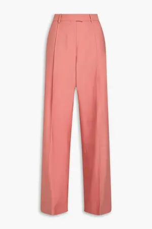 Another Tomorrow Pleated Wide-leg Wool-crepe Trousers