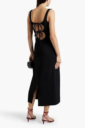 Another Tomorrow Tie-back Cady Midi Dress - Black