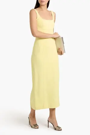Another Tomorrow Tie-back Cady Midi Dress - Pastel Yellow